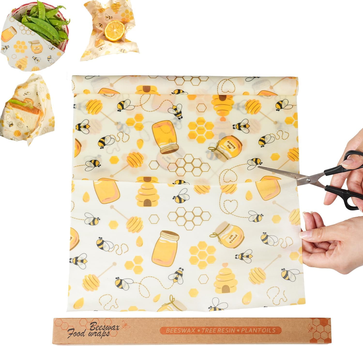 Reusable Beeswax Wrap - Cut-to-Size 13" x 40" Beeswax Wraps for Food ...