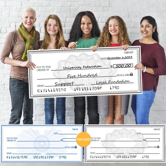 Reusable Big Checks for Presentation, 40 x 16 in Large Oversized Dry ...