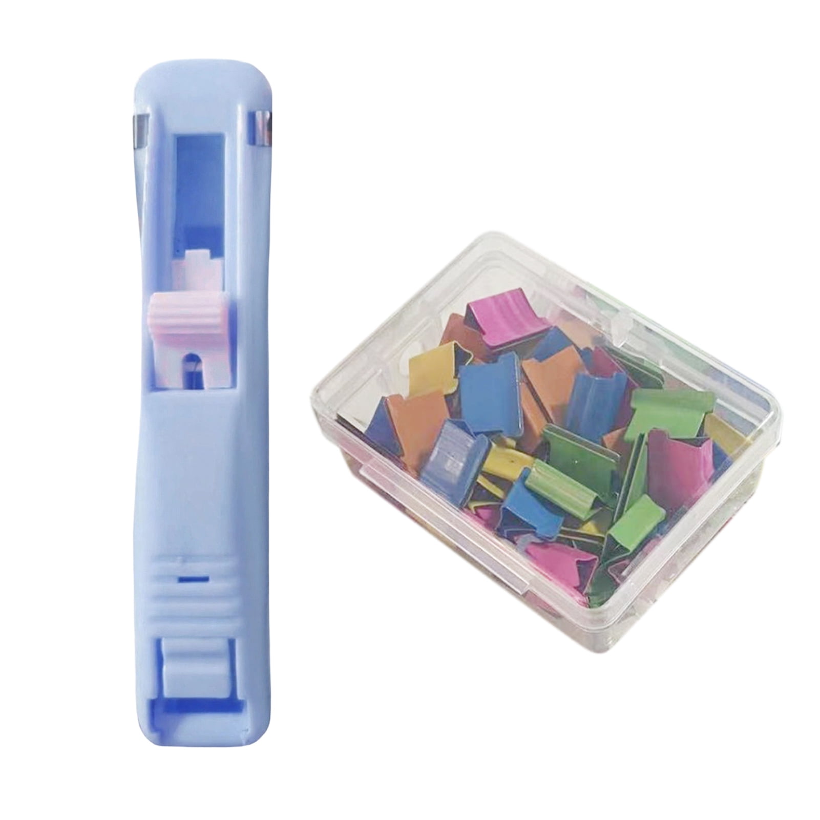 Reusable Binder Clips Portable Clip Dispenser Paper Clip Stapler No ...