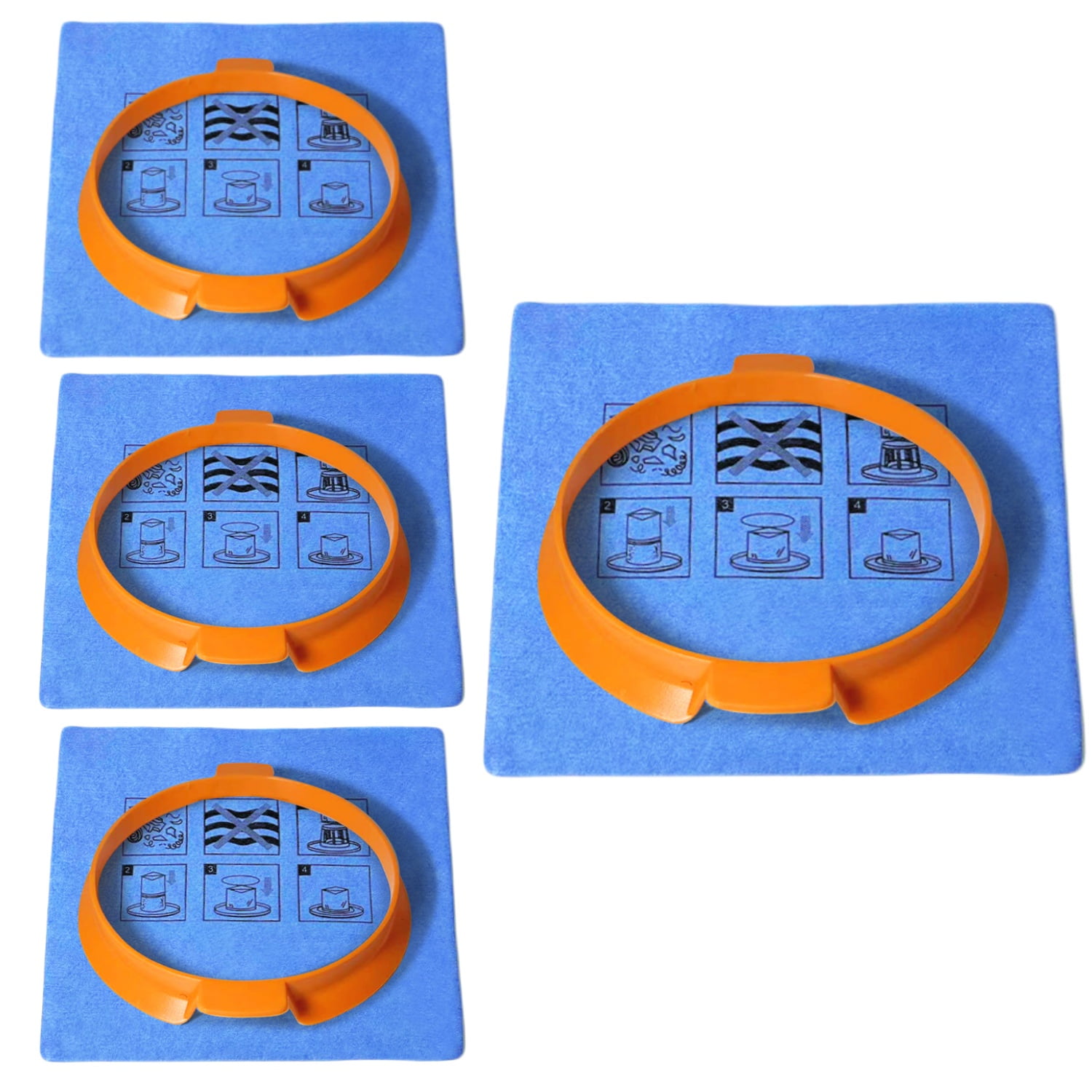 Reusable Blue Cloth Filter & Clamp Ring, 4-Pack,20-1100,Compatible with ...