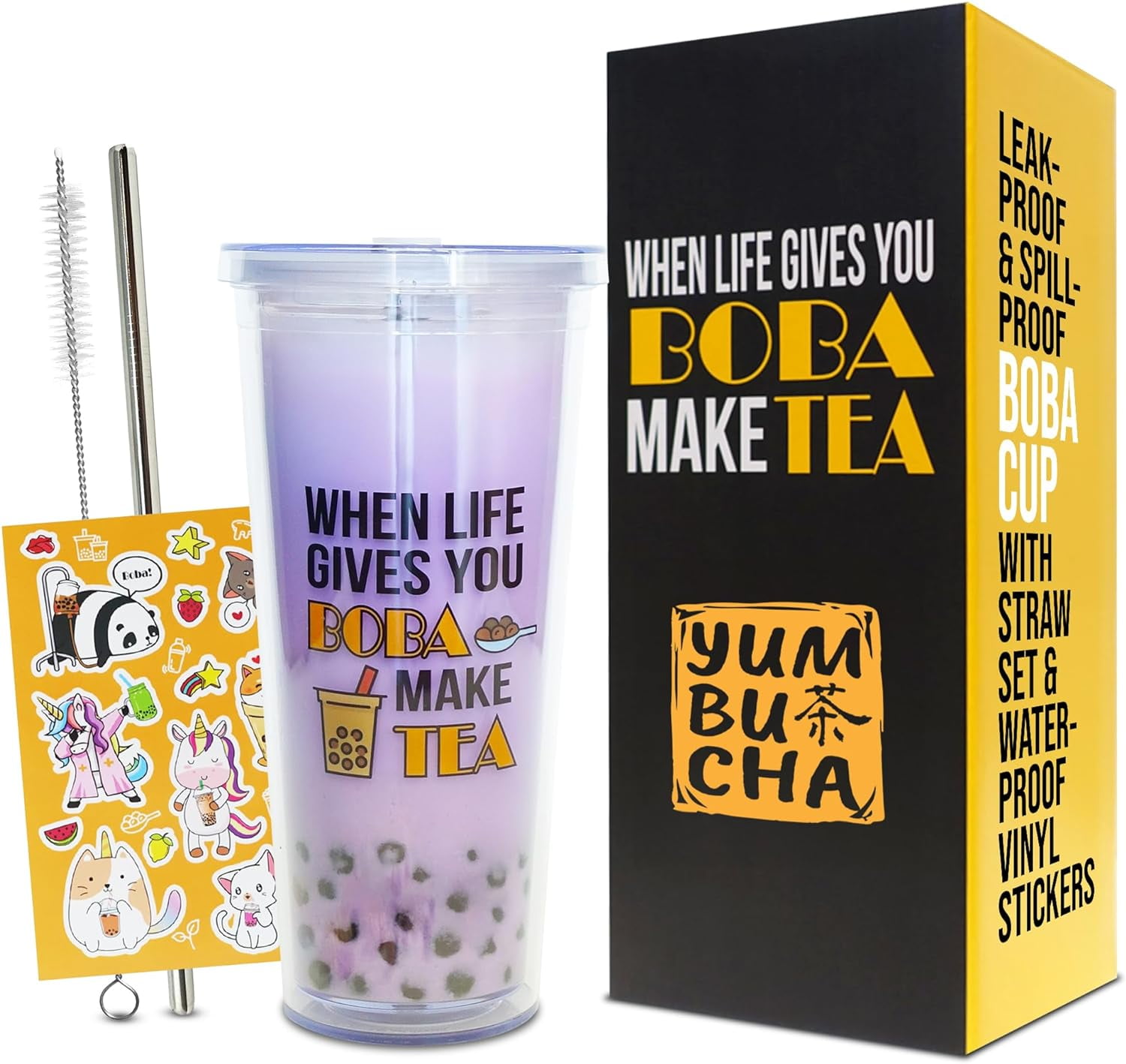 Reusable Boba Cup with Stainless Steel Boba Straw | Effortlessly Enjoy ...