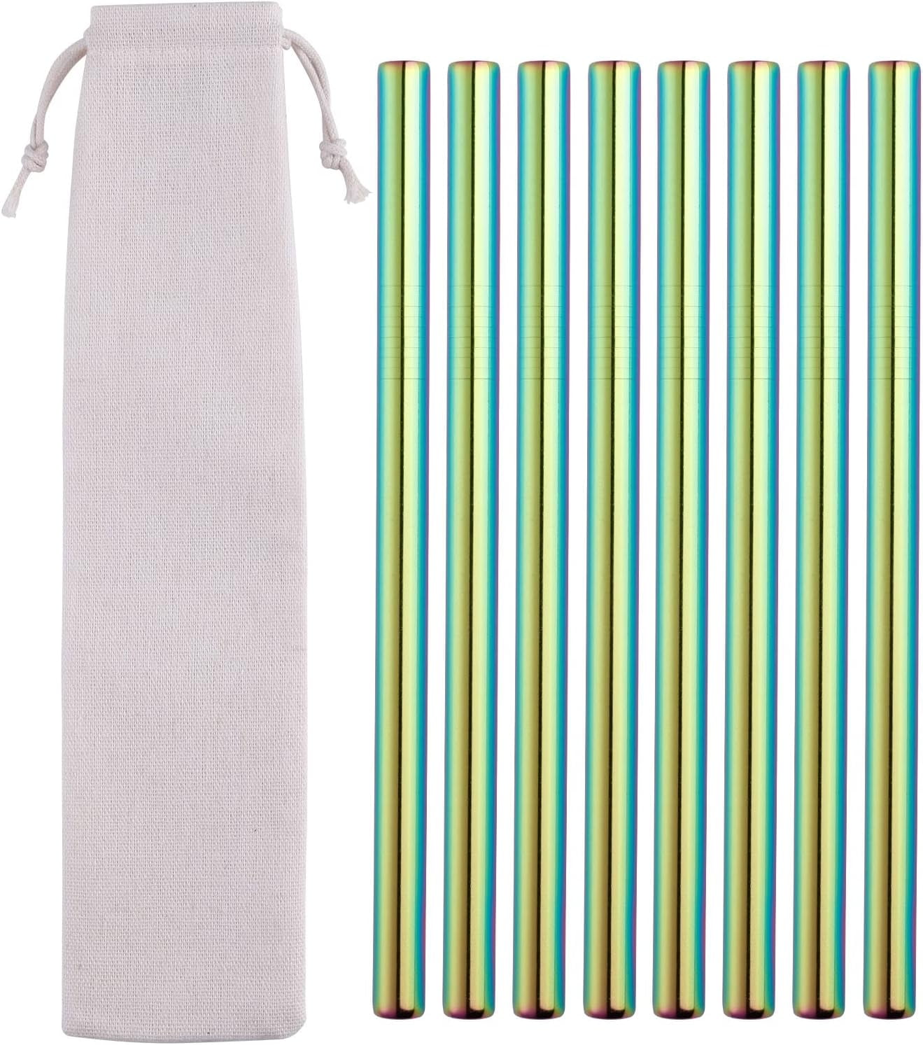 Reusable Boba Smoothie Straws, Metal Straws for Milkshakes, Bubble Tea ...