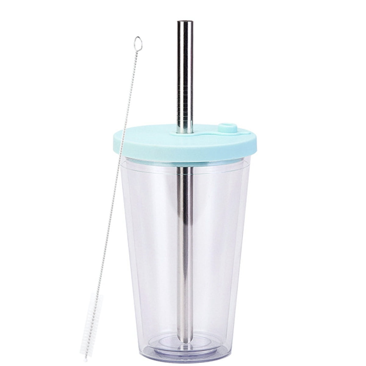 Reusable Boba tea cup, 16-ounce leak-proof double layer smoothie cup ...