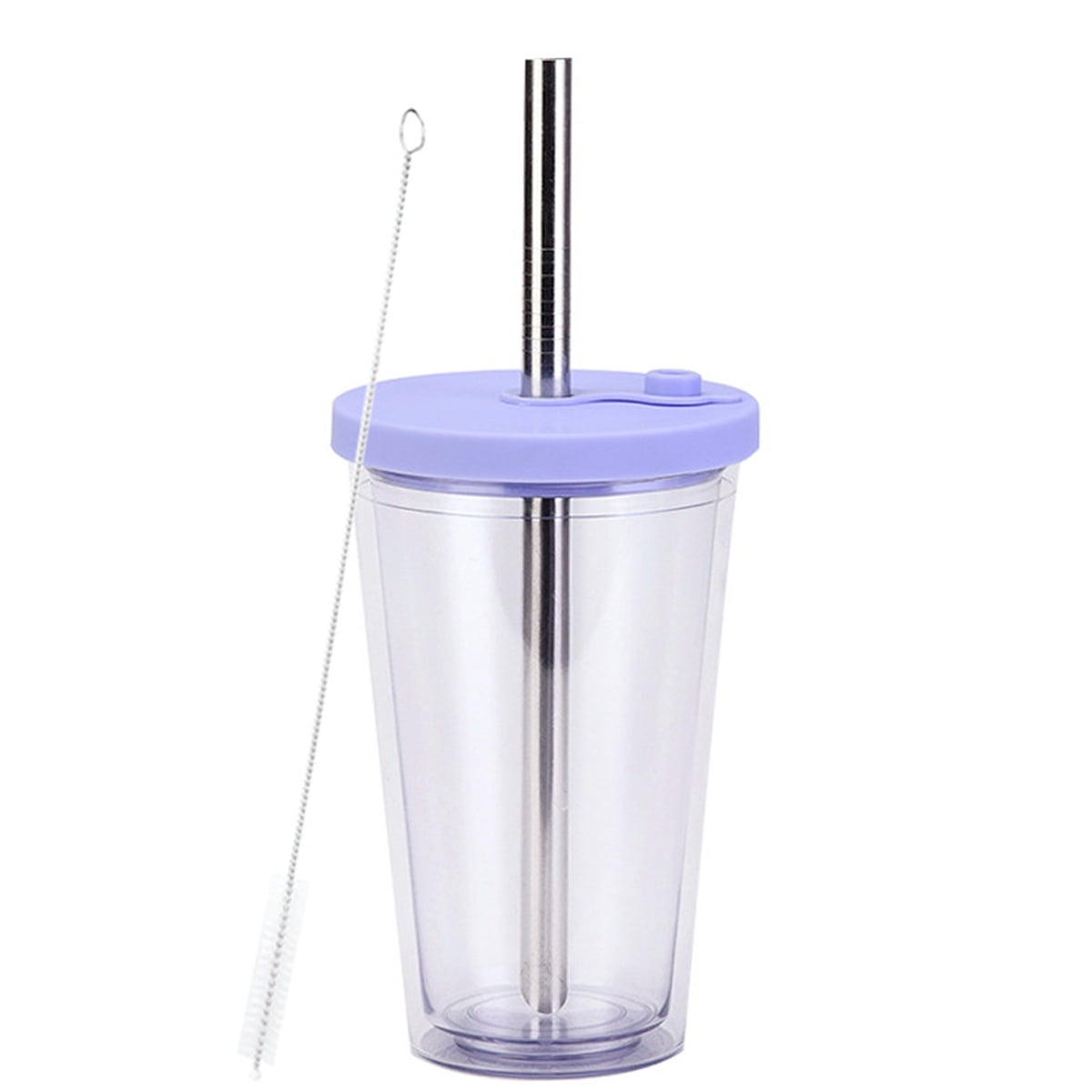 Reusable Boba tea cup, 16-ounce leak-proof double layer smoothie cup ...