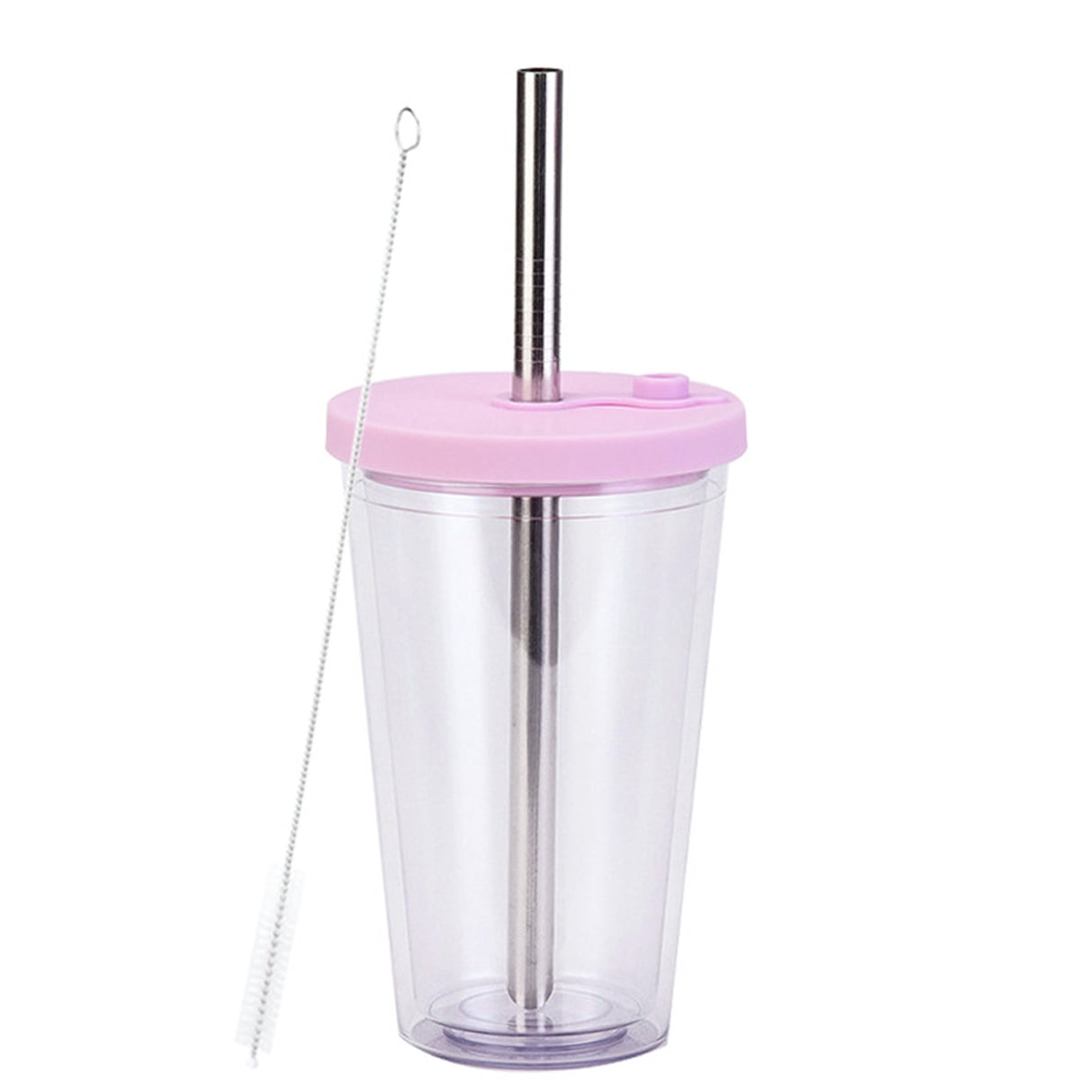 Reusable Boba tea cup, 16-ounce leak-proof double layer smoothie cup ...