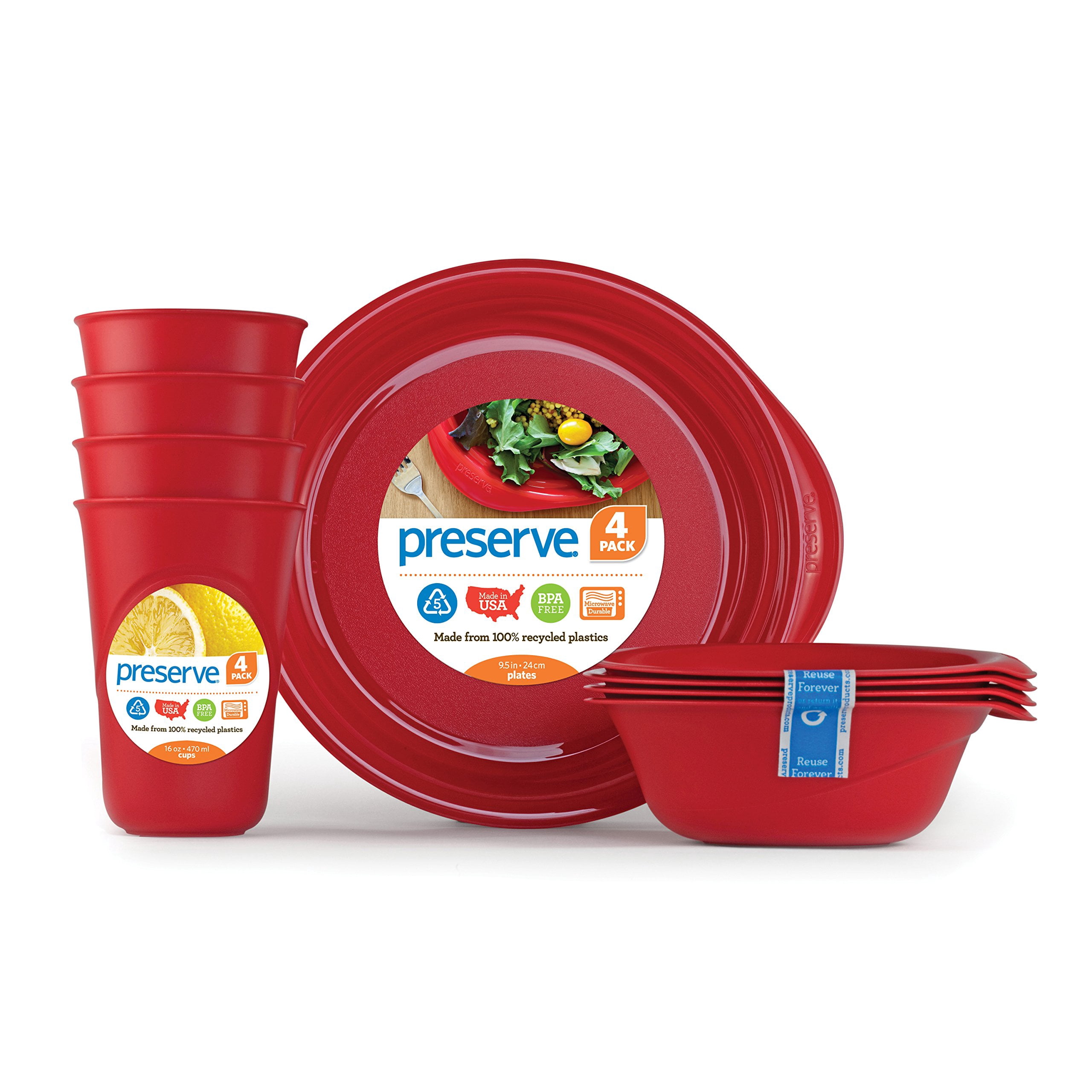 Reusable Bpa Free Everyday Tableware Set Made From Recycled Plastic: 4 ...