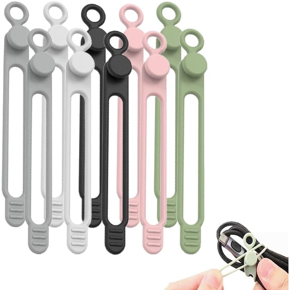 Reusable Cable Ties Set, Silicone Data Cable Organizer, Multipurpose ...