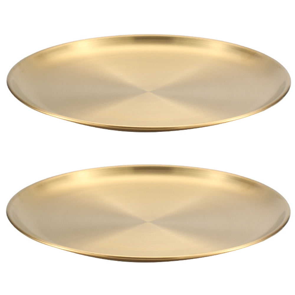 Reusable Camping Plates Stainless Steel Plates 2 Set Round Dinner ...