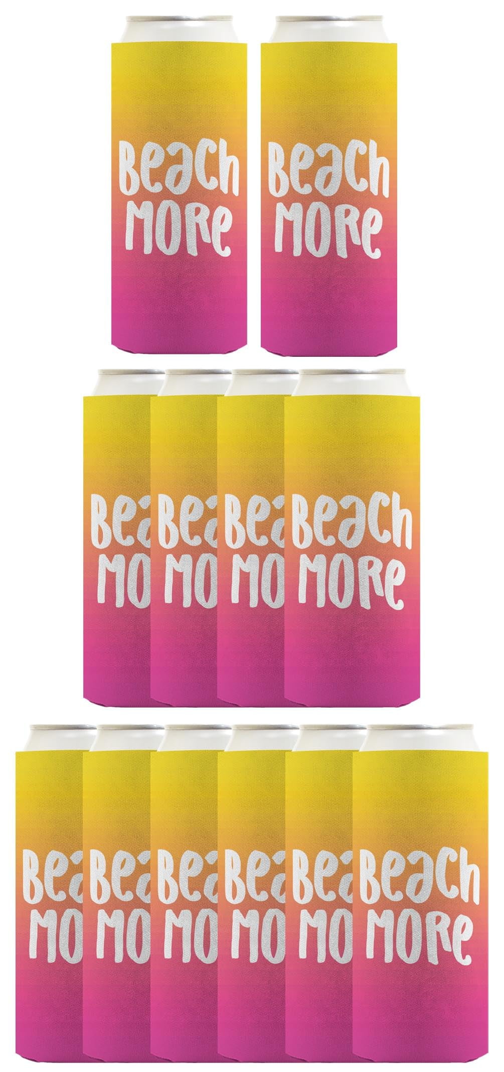 Reusable Can Cooler Sleeves Summer Vibes Beach More 12-Pack Ultra Slim ...