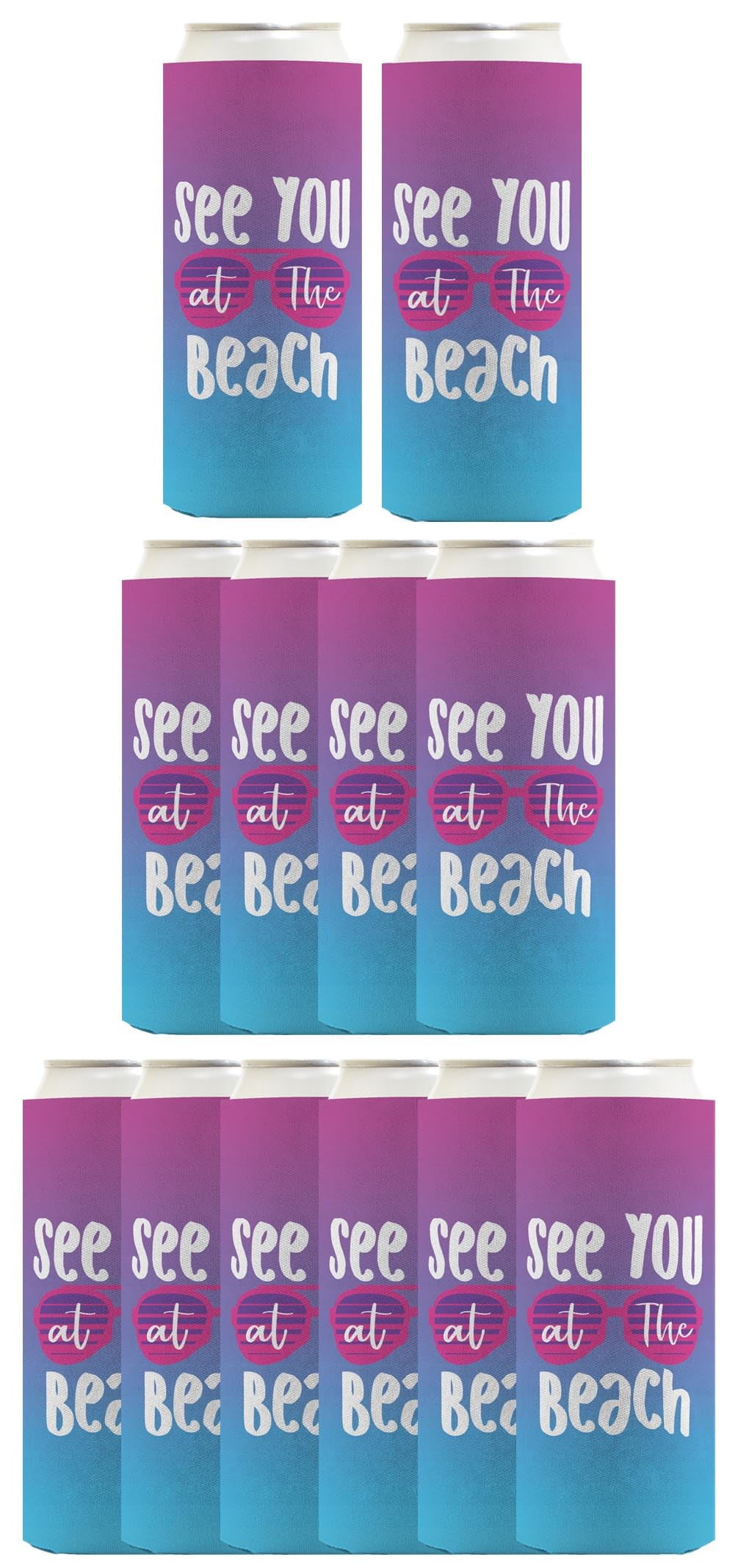 Reusable Can Cooler Sleeves Summer Vibes See You At The Beach 12-Pack ...