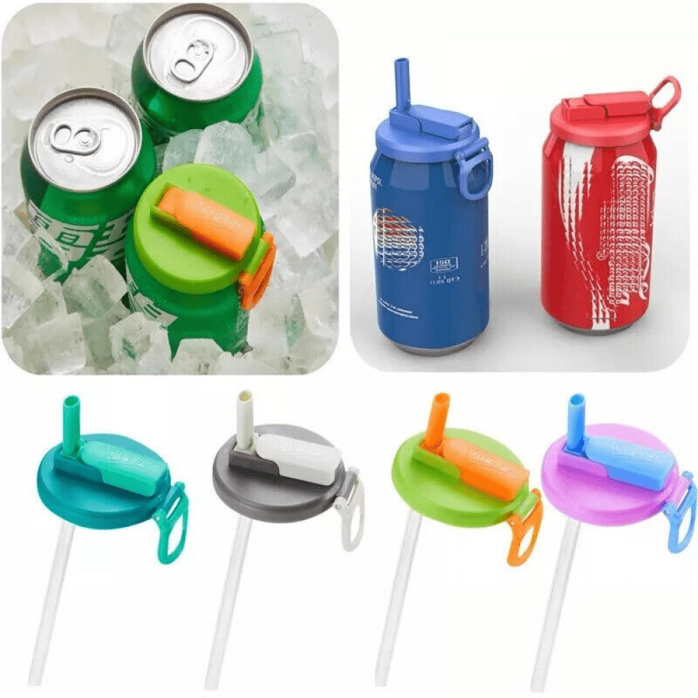 Reusable Can Covers Sodas Can Lid With Silicone Straw For Canned ...