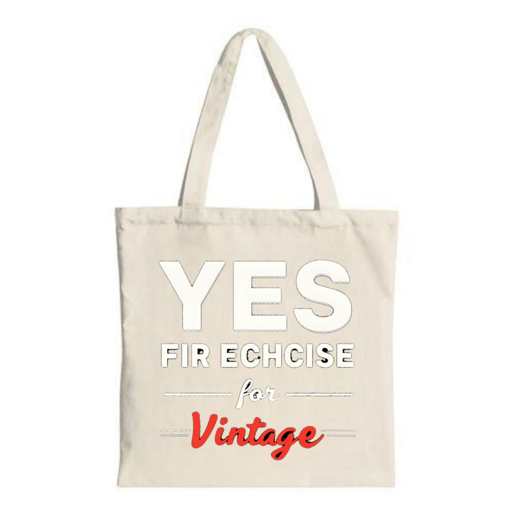Reusable Canvas Grocery Shopping Bag - Cream Fabric with Bold White ...