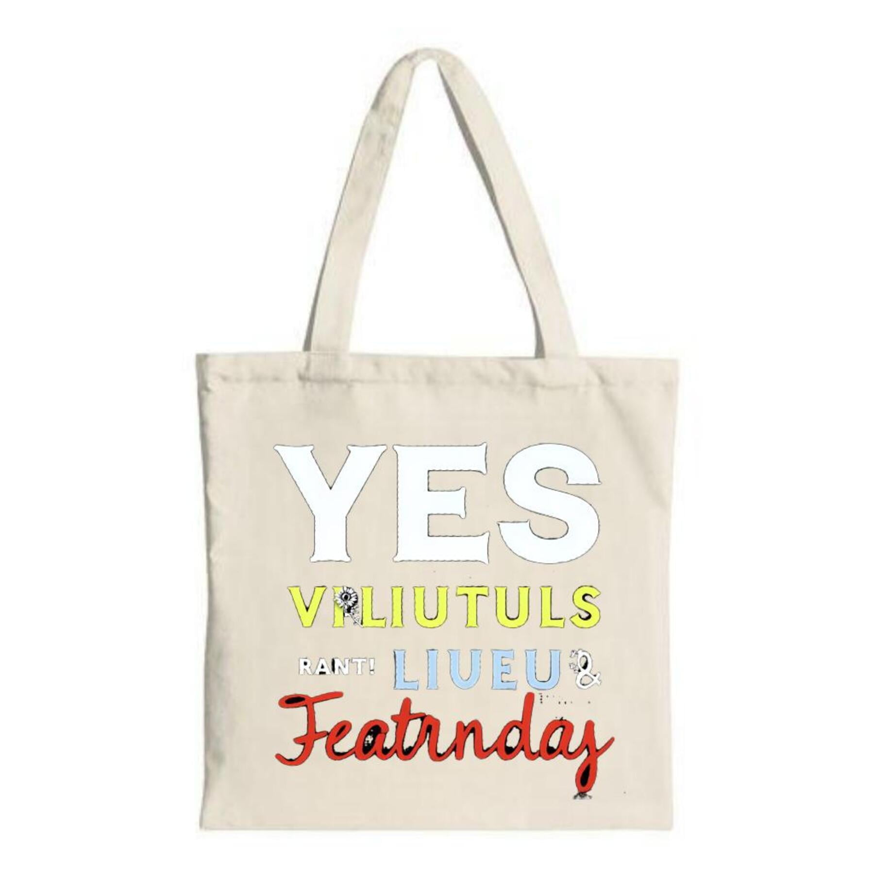 Reusable Canvas Grocery Shopping Bag - Cream Fabric with Bold White ...