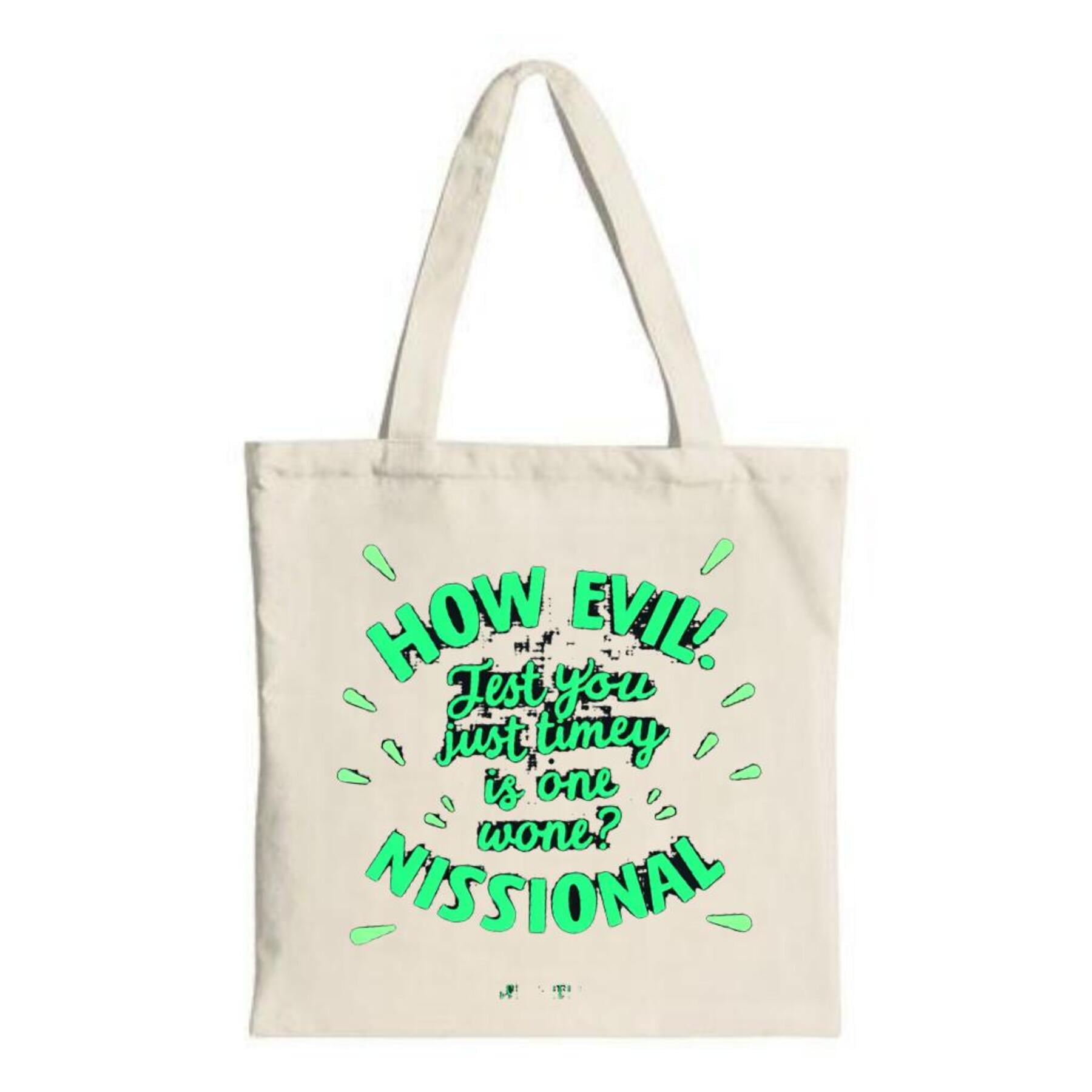 Reusable Canvas Grocery Shopping Bag - Playful Bold Green Text " HOW ...