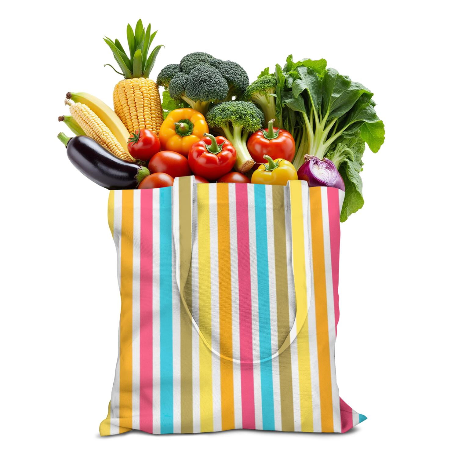 Reusable Canvas Tote Bag – Abstract Geometric & Rainbow Gradient ...