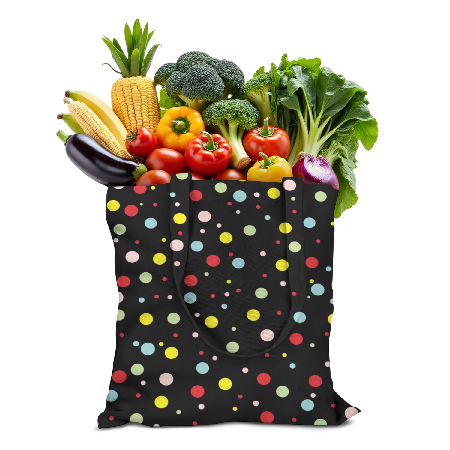 Reusable Canvas Tote Bag – Abstract Geometric & Rainbow Gradient ...
