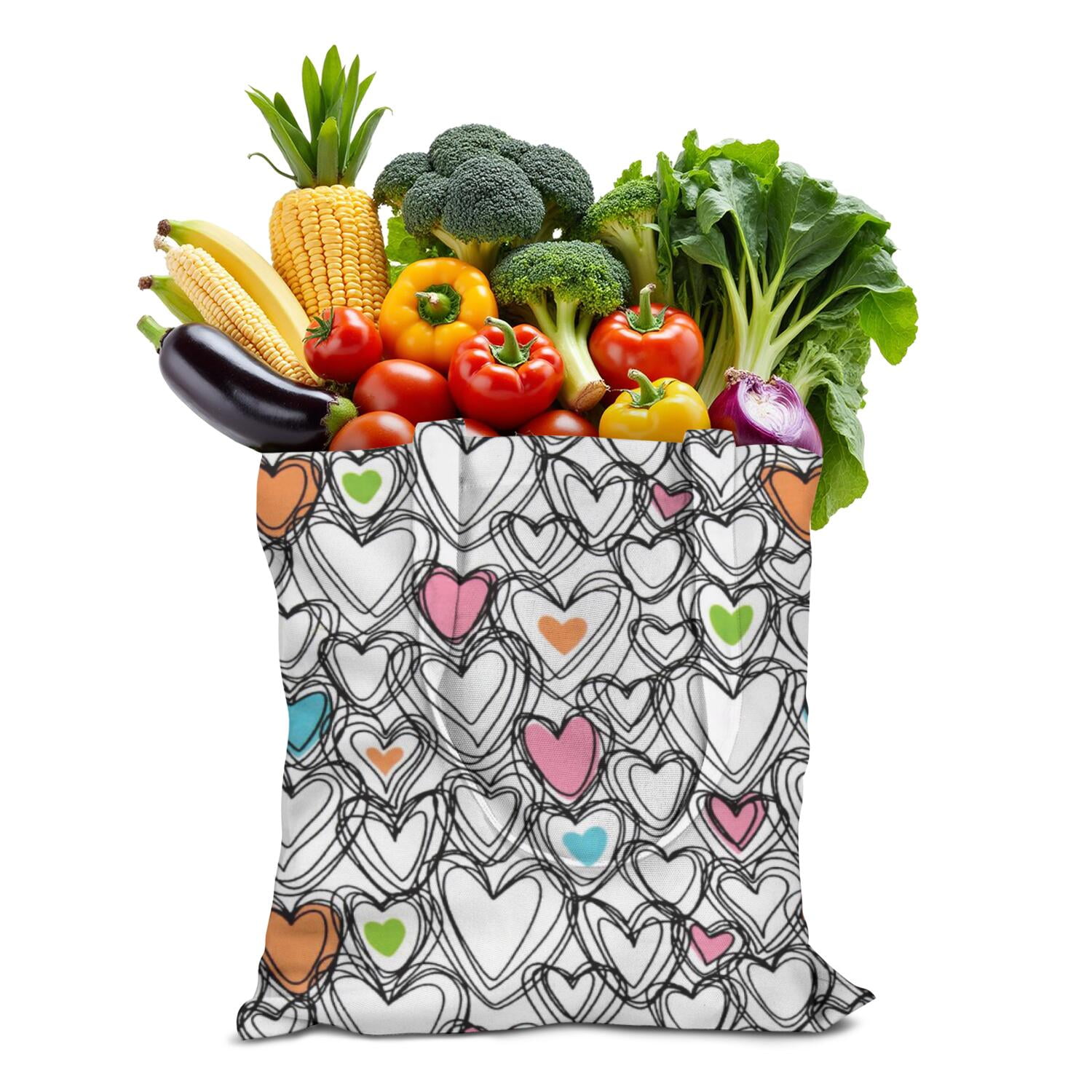 Reusable Canvas Tote Bag – Abstract Geometric & Rainbow Gradient ...