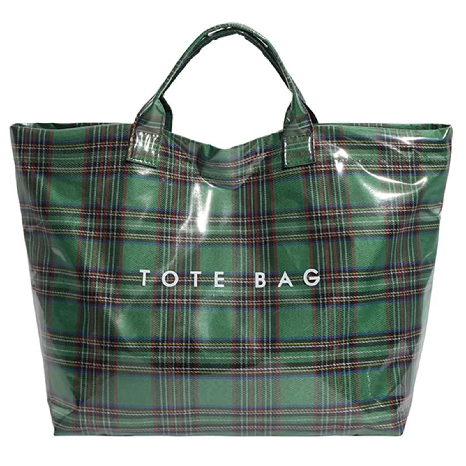 Reusable Canvas Tote Bag Casual Beach Shopping Tote Heavy Duty, Plaid ...