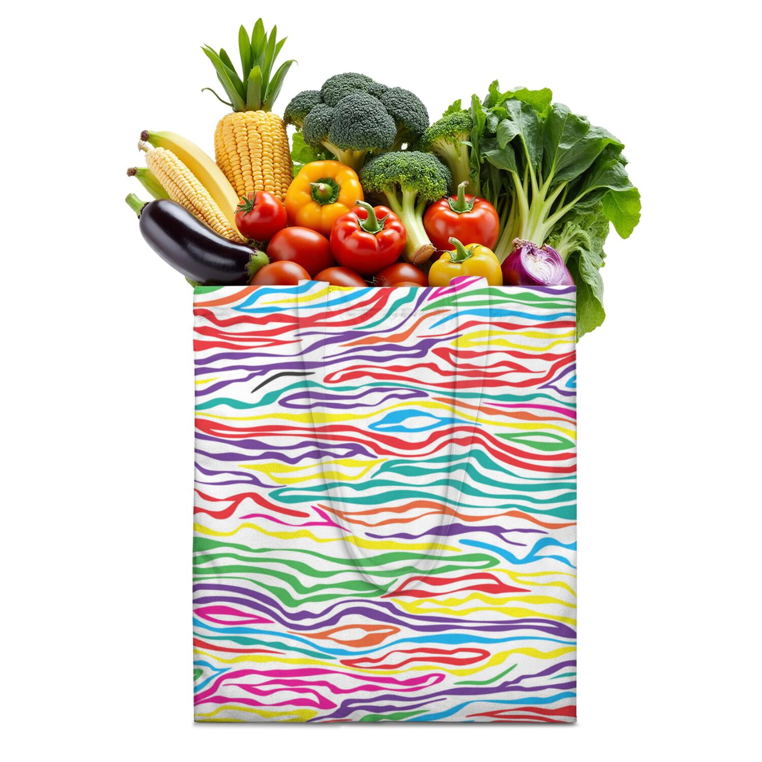 Reusable Canvas Tote Bag – Colorful Rainbow Zebra Print – Modern ...