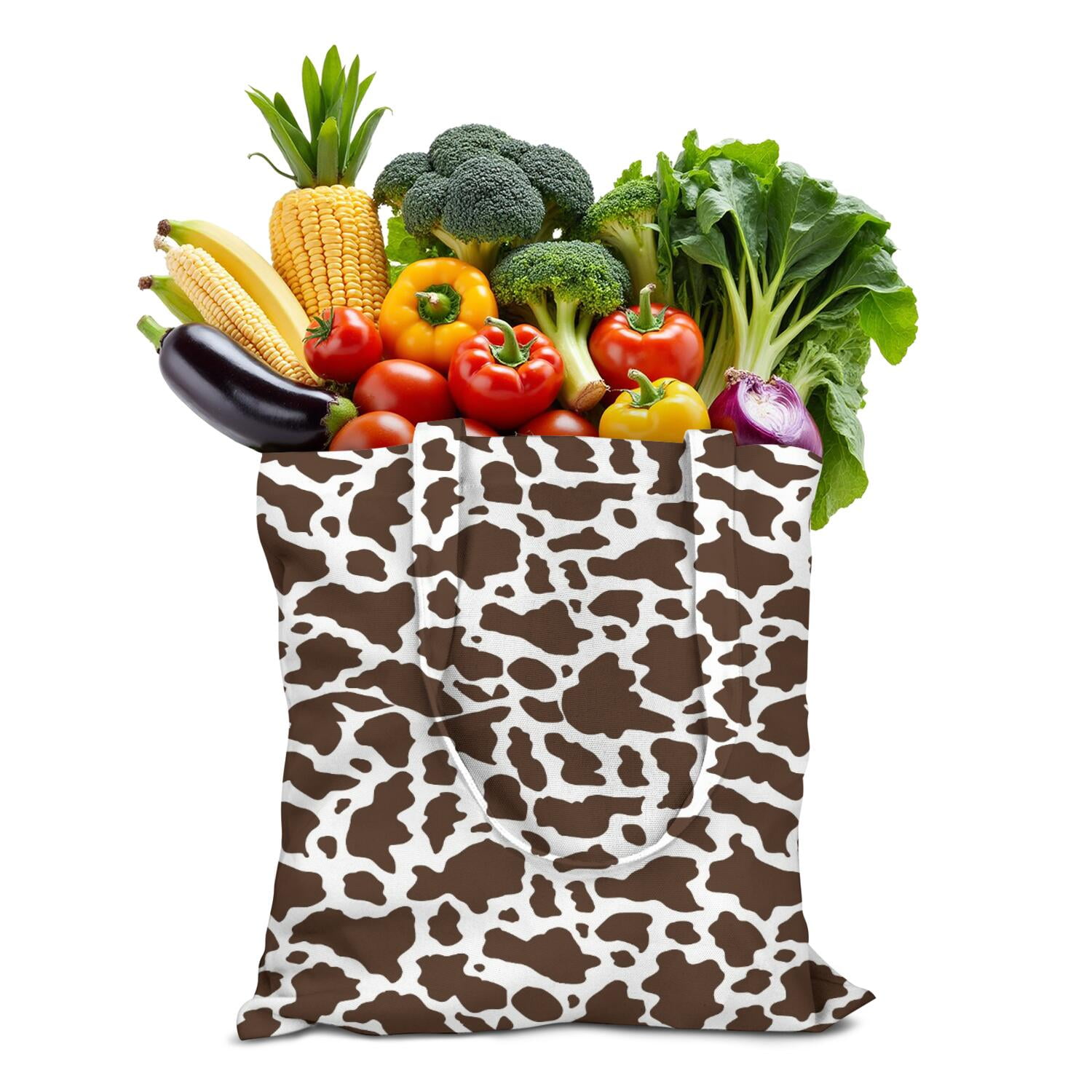 Reusable Canvas Tote Bag – Cute Cow Print & Highland Cow Watercolor ...