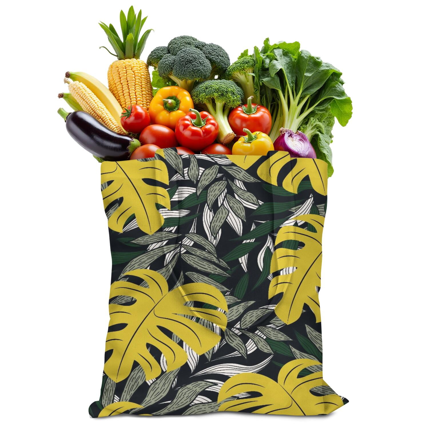 Reusable Canvas Tote Bag – Hawaiian Tropical Palm Leaf & Floral Print ...