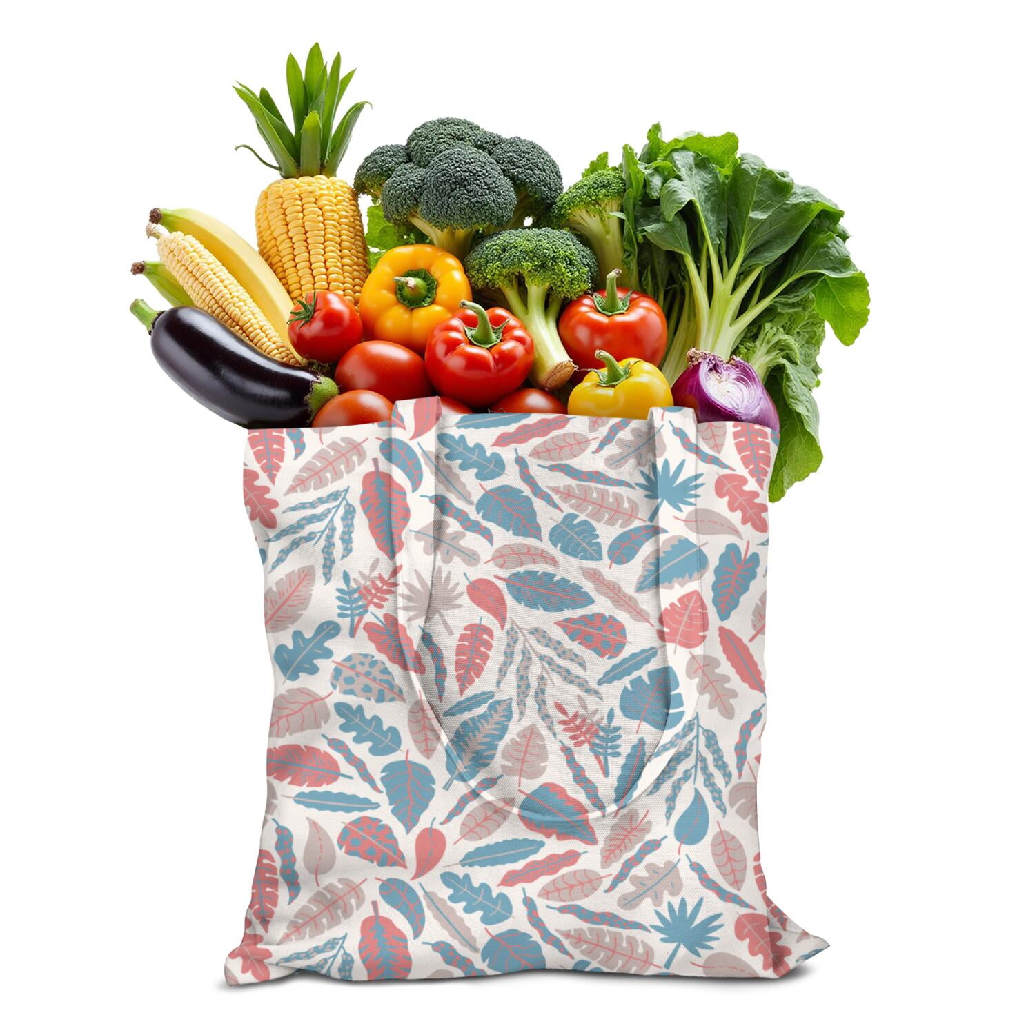 Reusable Canvas Tote Bag – Hawaiian Tropical Palm Leaf & Floral Print ...