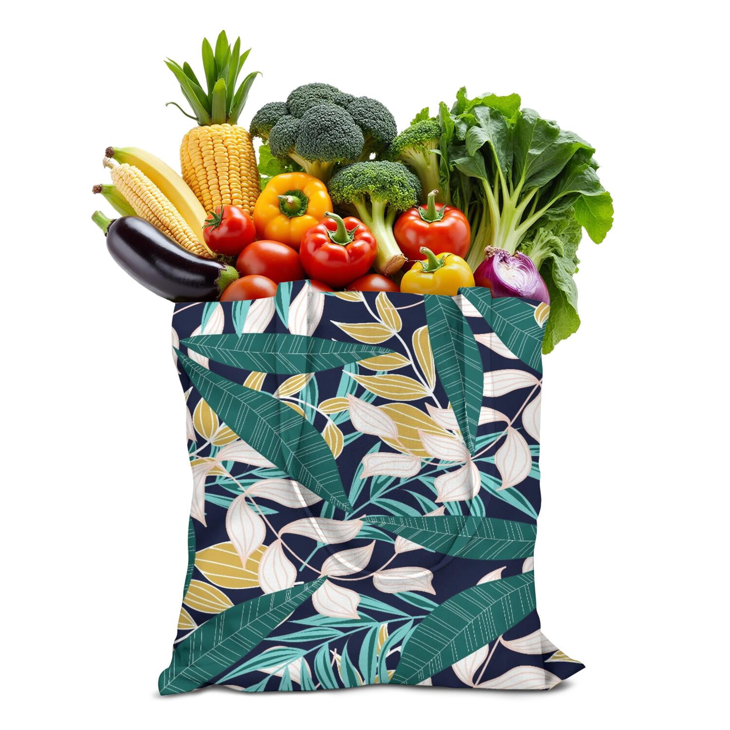 Reusable Canvas Tote Bag – Hawaiian Tropical Palm Leaf & Floral Print ...
