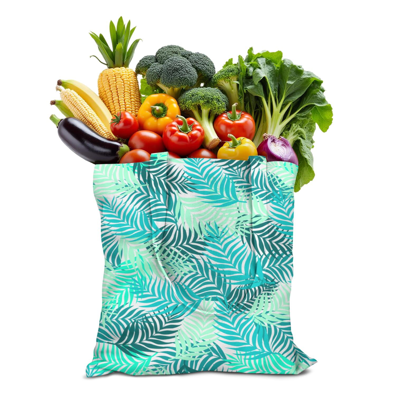 Reusable Canvas Tote Bag – Hawaiian Tropical Palm Leaf & Floral Print ...