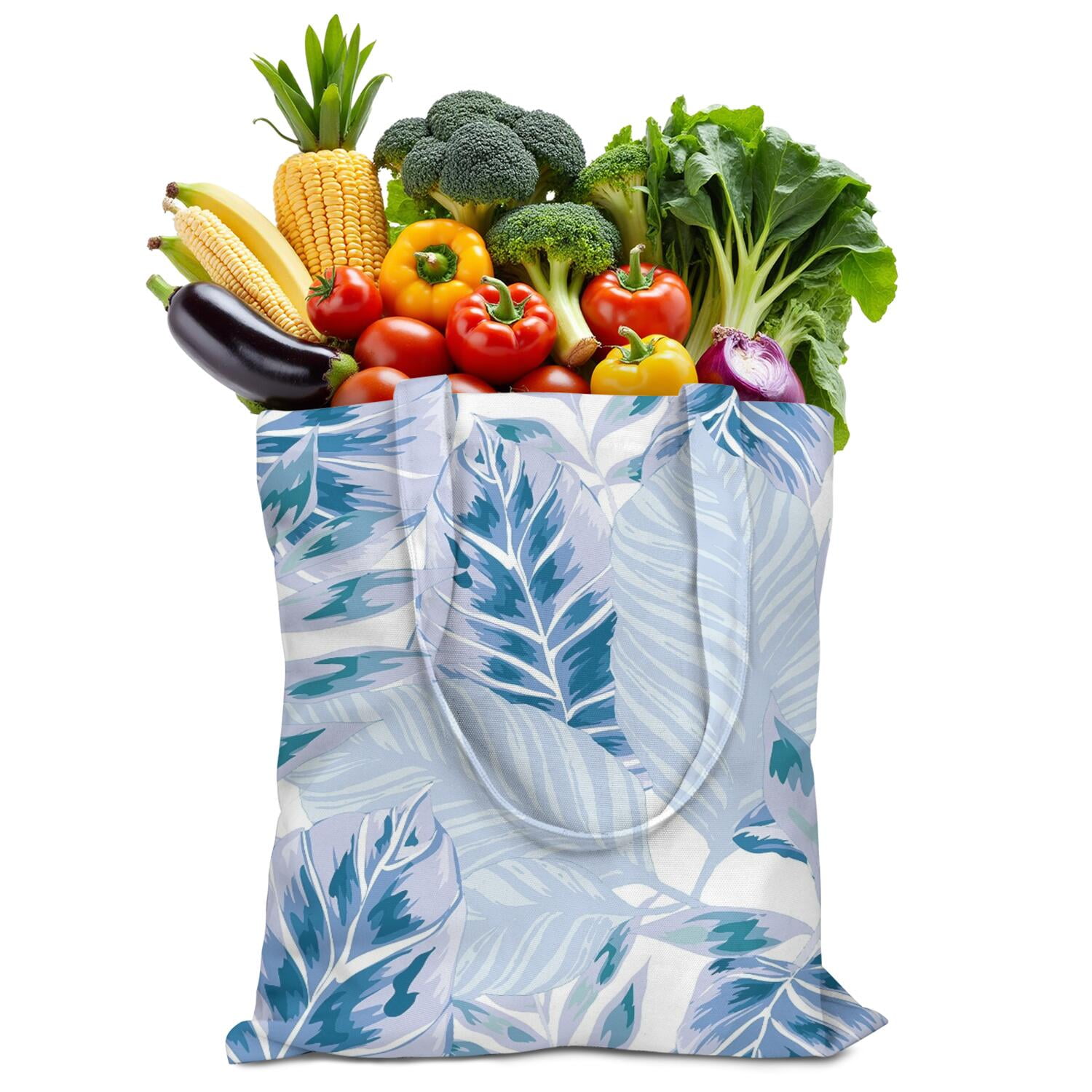 Reusable Canvas Tote Bag – Hawaiian Tropical Palm Leaf & Floral Print ...