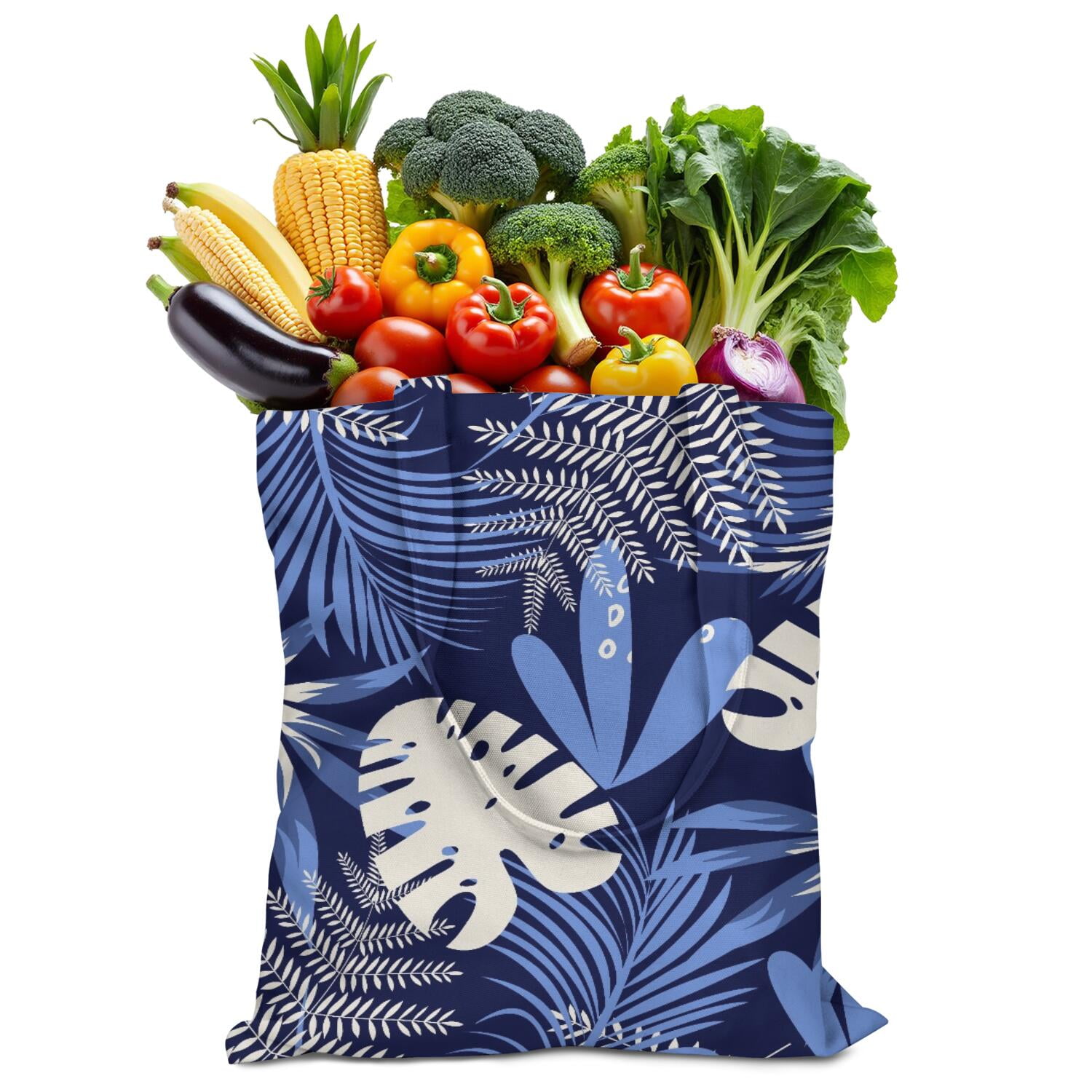 Reusable Canvas Tote Bag – Hawaiian Tropical Palm Leaf & Floral Print ...