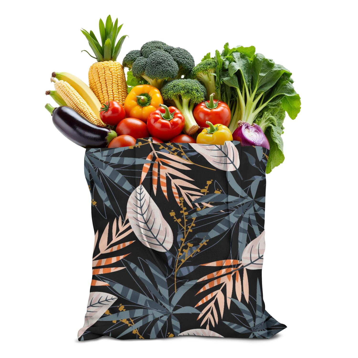 Reusable Canvas Tote Bag – Hawaiian Tropical Palm Leaf & Floral Print ...