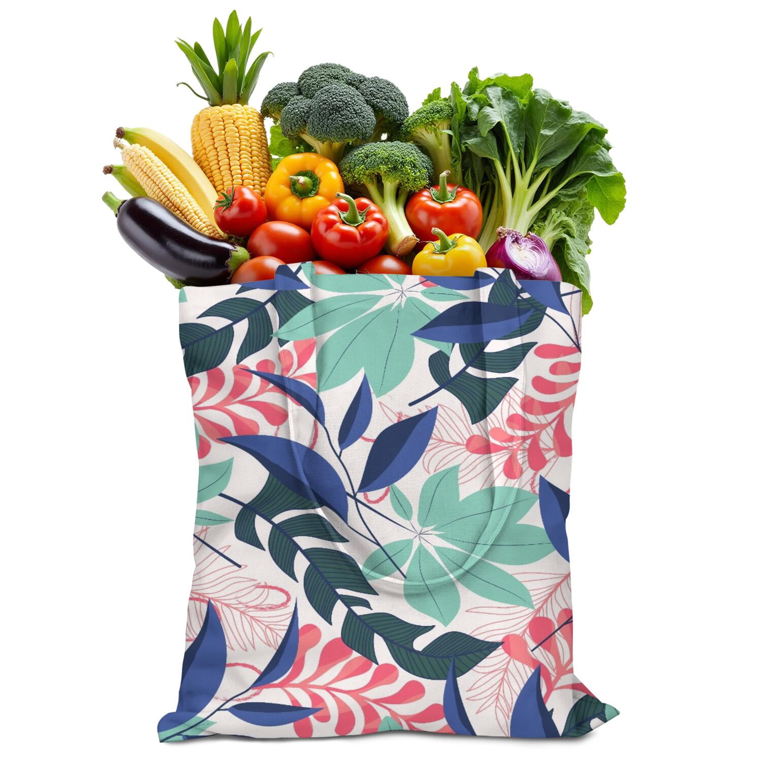 Reusable Canvas Tote Bag – Hawaiian Tropical Palm Leaf & Floral Print ...