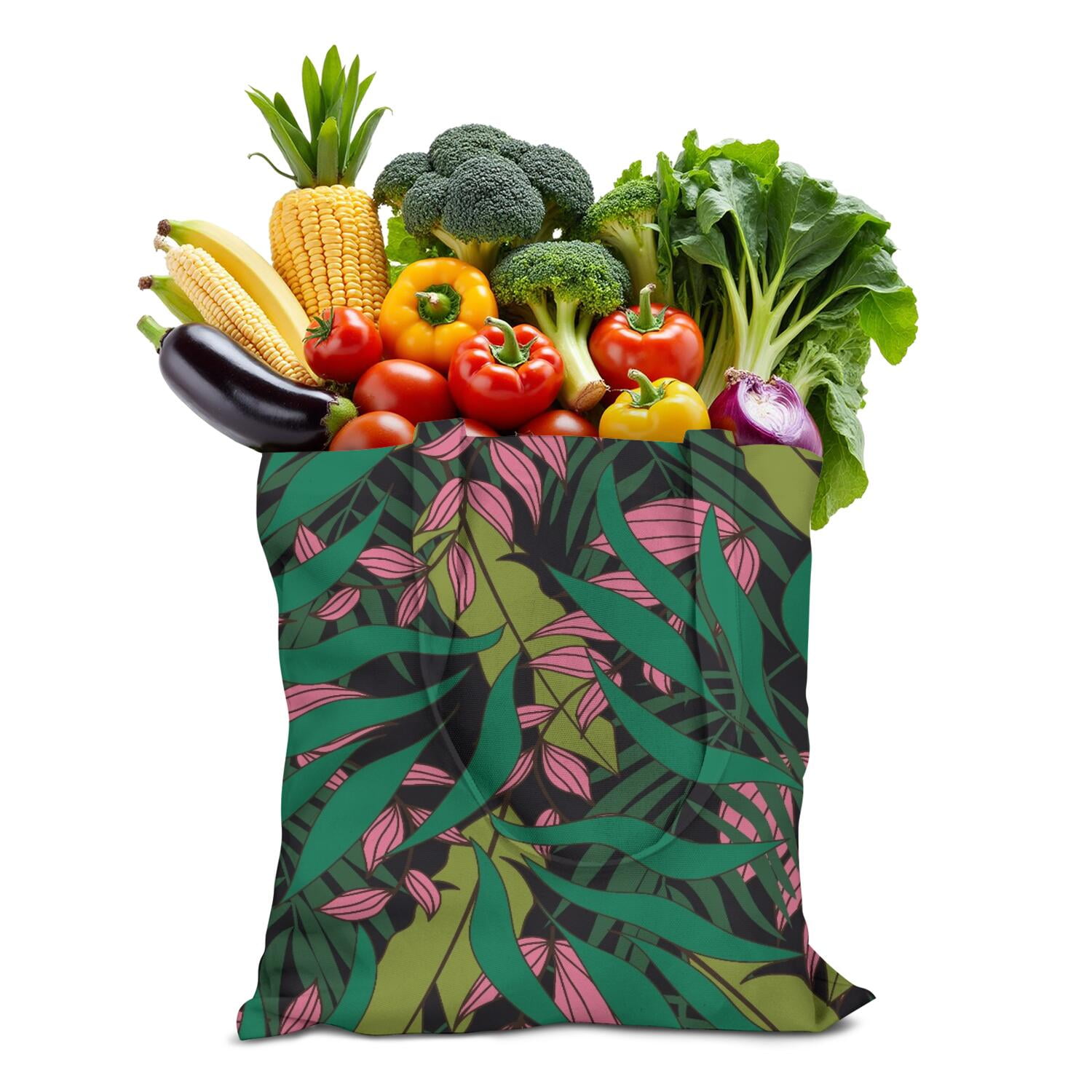 Reusable Canvas Tote Bag – Hawaiian Tropical Palm Leaf & Floral Print ...