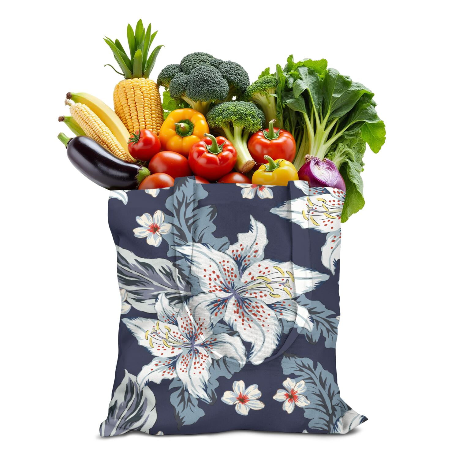 Reusable Canvas Tote Bag – Hawaiian Tropical Palm Leaf & Floral Print ...