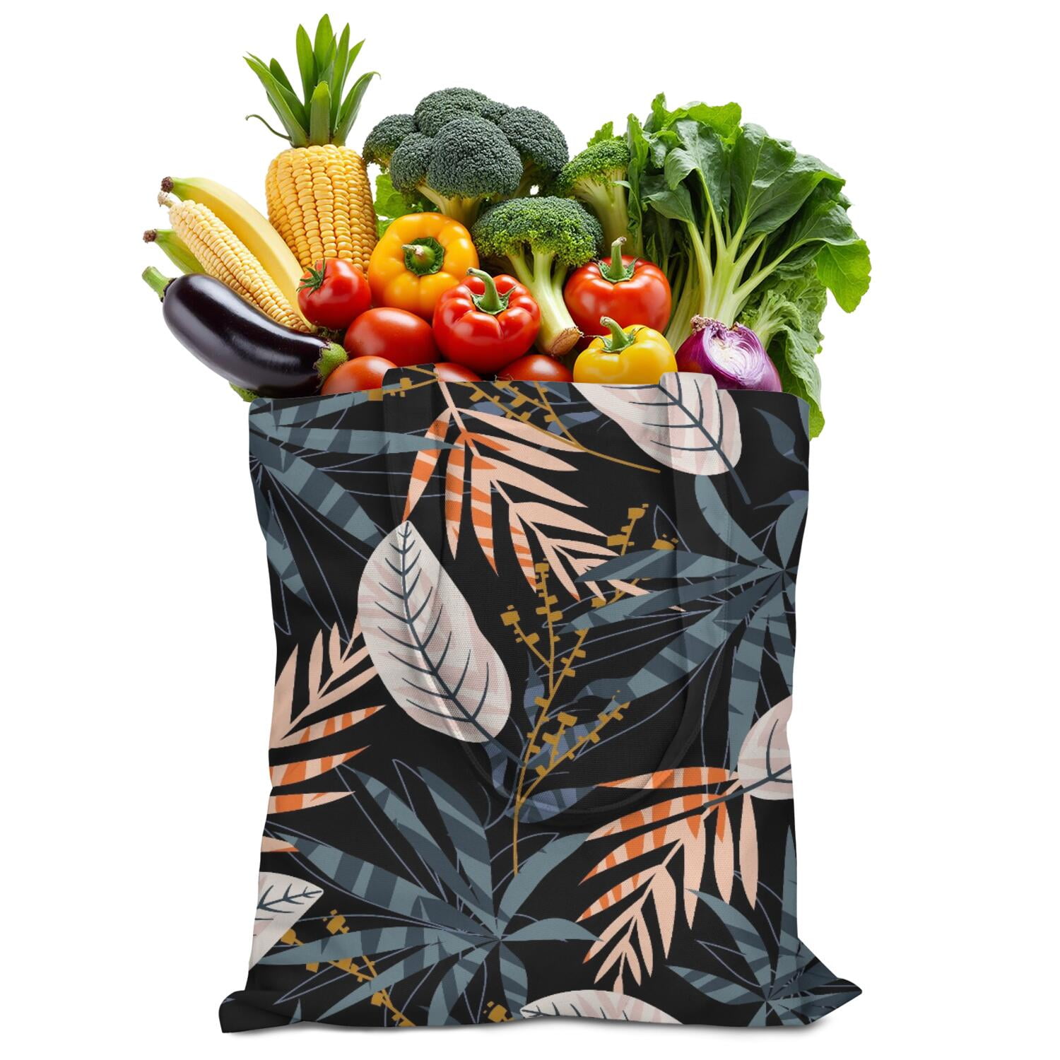 Reusable Canvas Tote Bag – Hawaiian Tropical Palm Leaf & Floral Print ...