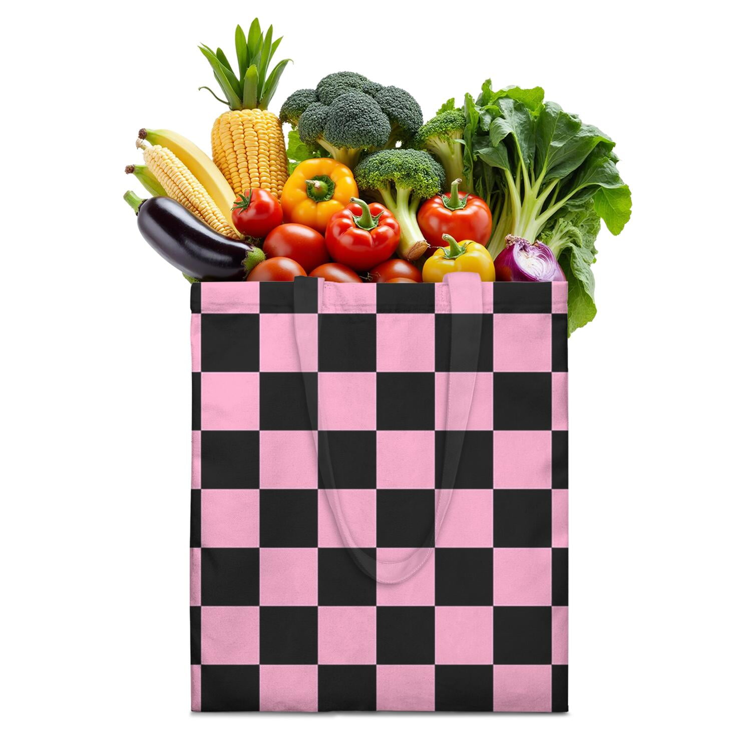 Reusable Canvas Tote Bag – Vintage Checkered & Buffalo Plaid Print ...