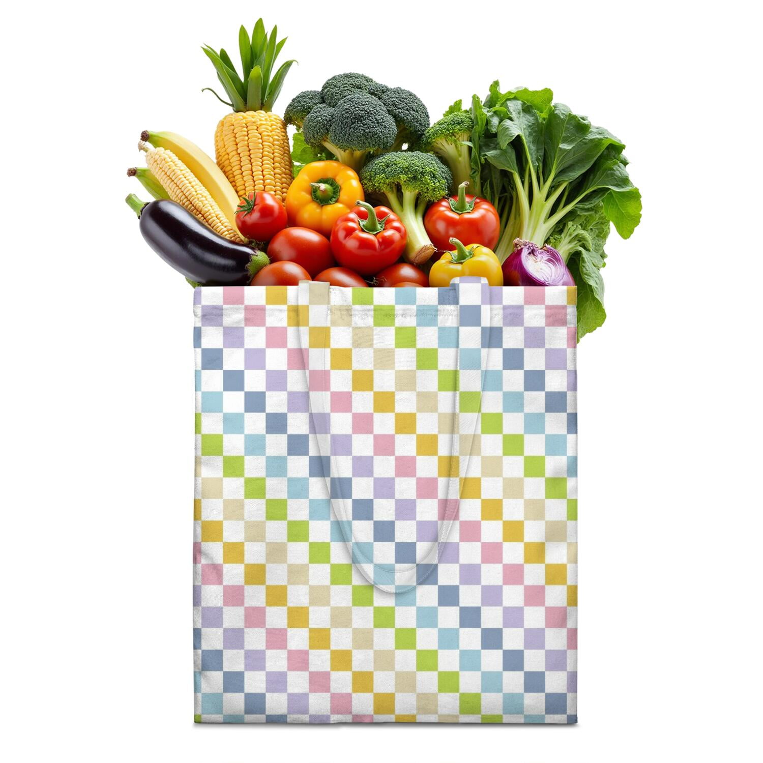 Reusable Canvas Tote Bag – Vintage Checkered & Buffalo Plaid Print ...
