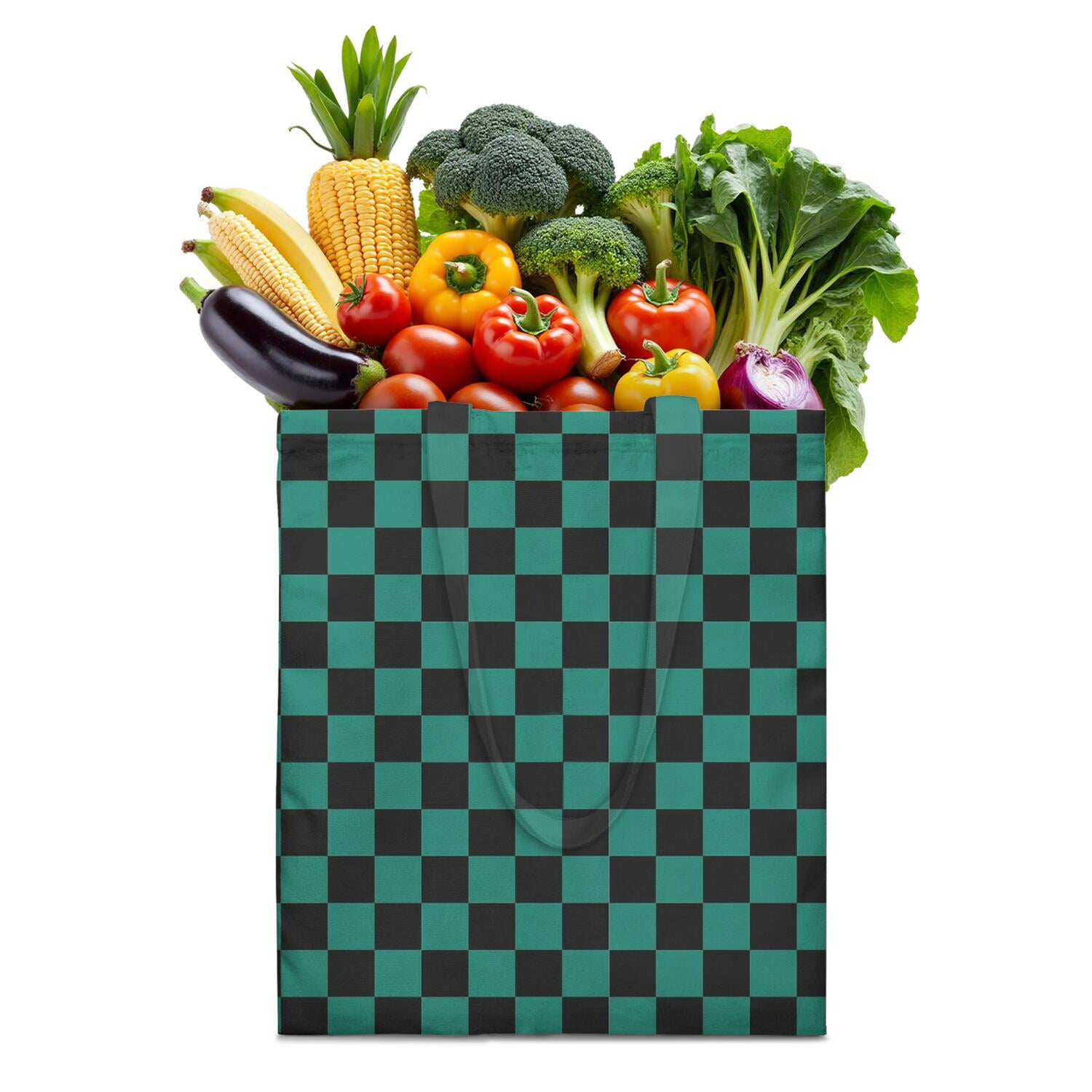 Reusable Canvas Tote Bag – Vintage Checkered & Buffalo Plaid Print ...