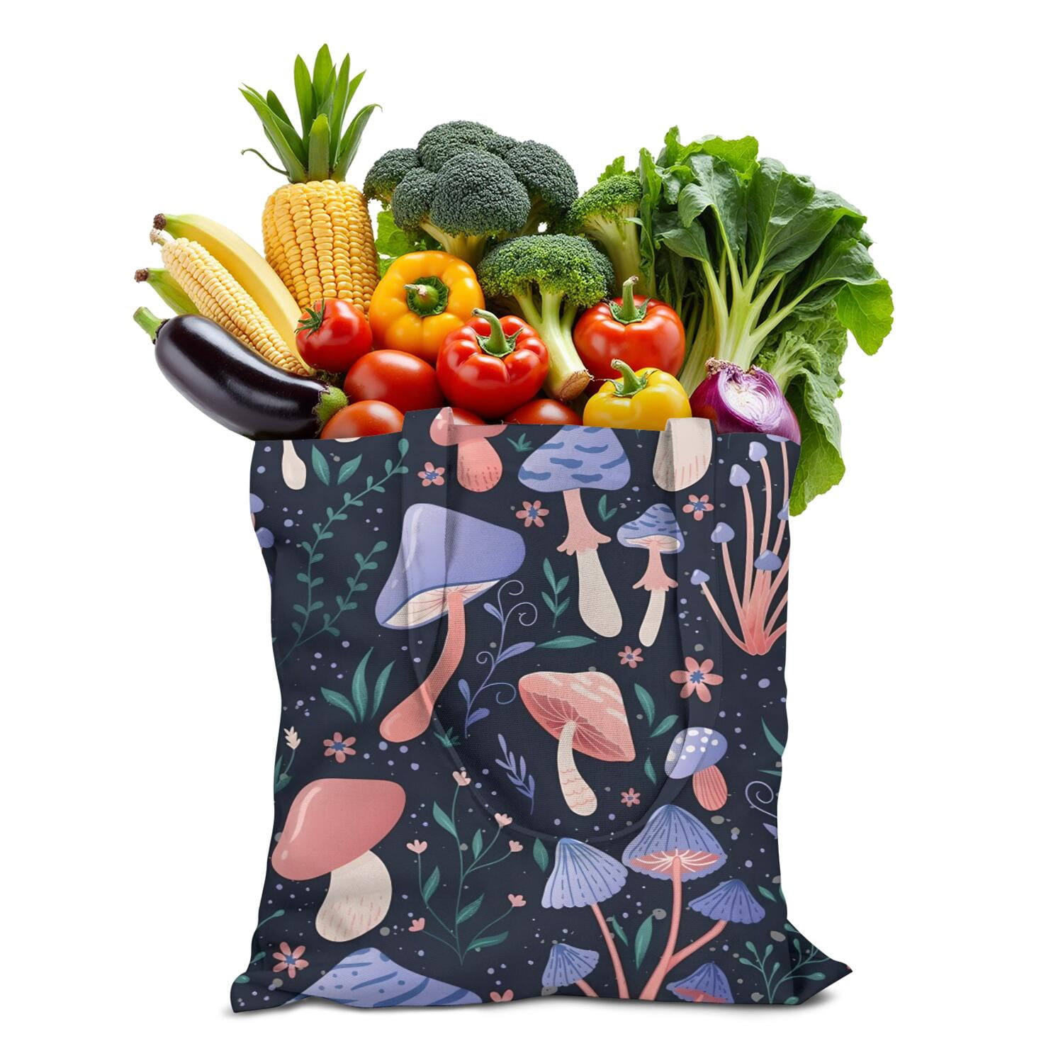 Reusable Canvas Tote Bag – Whimsical Mushroom & Cottagecore Forest ...