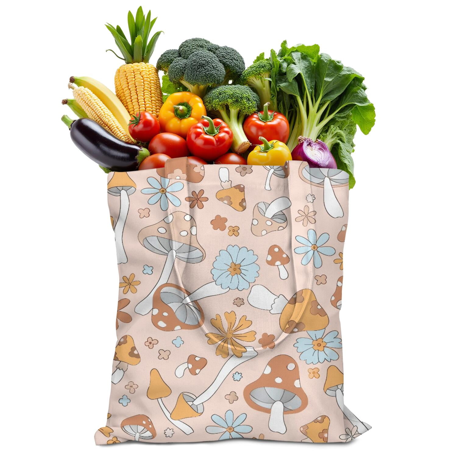 Reusable Canvas Tote Bag – Whimsical Mushroom & Cottagecore Forest ...