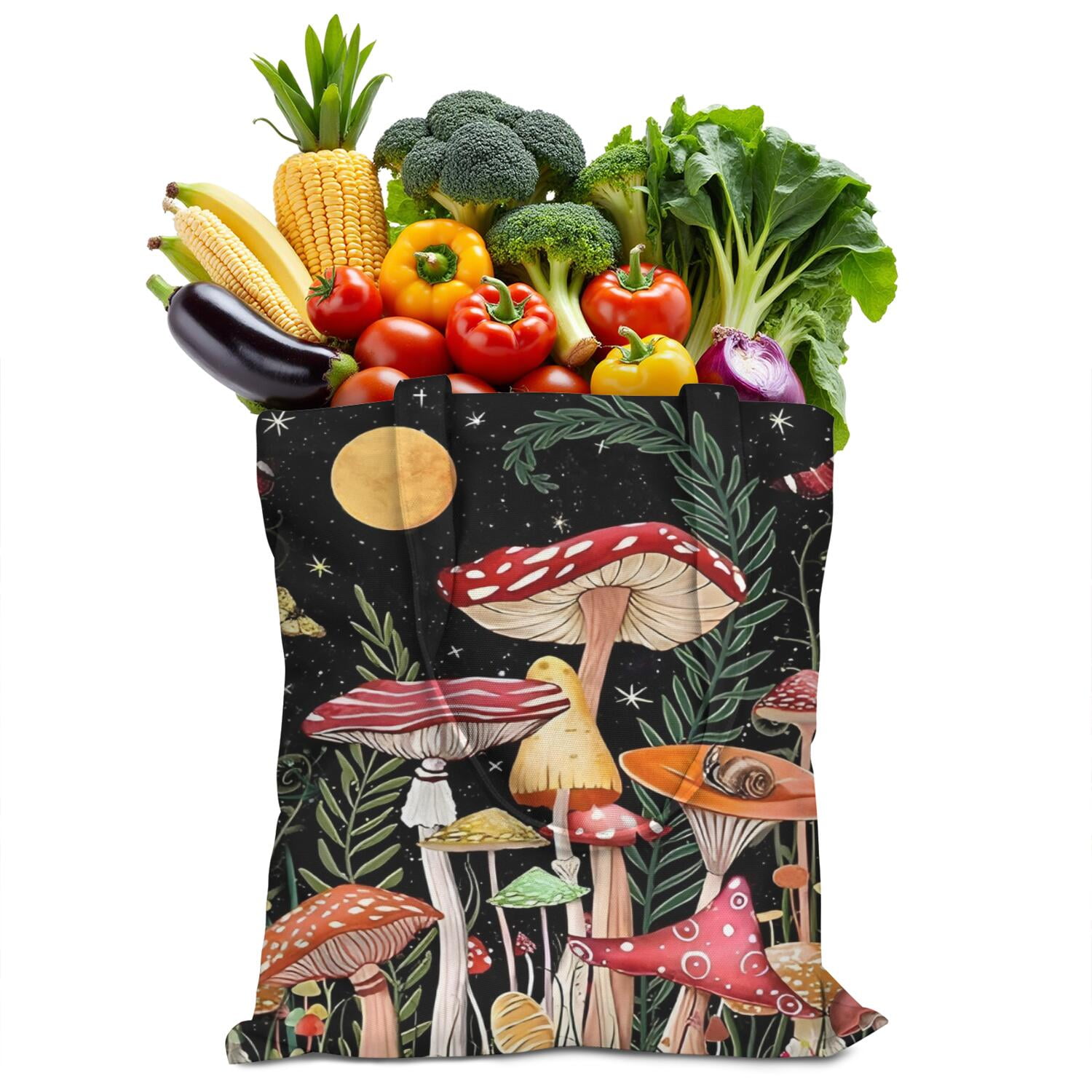 Reusable Canvas Tote Bag – Whimsical Mushroom & Cottagecore Forest ...