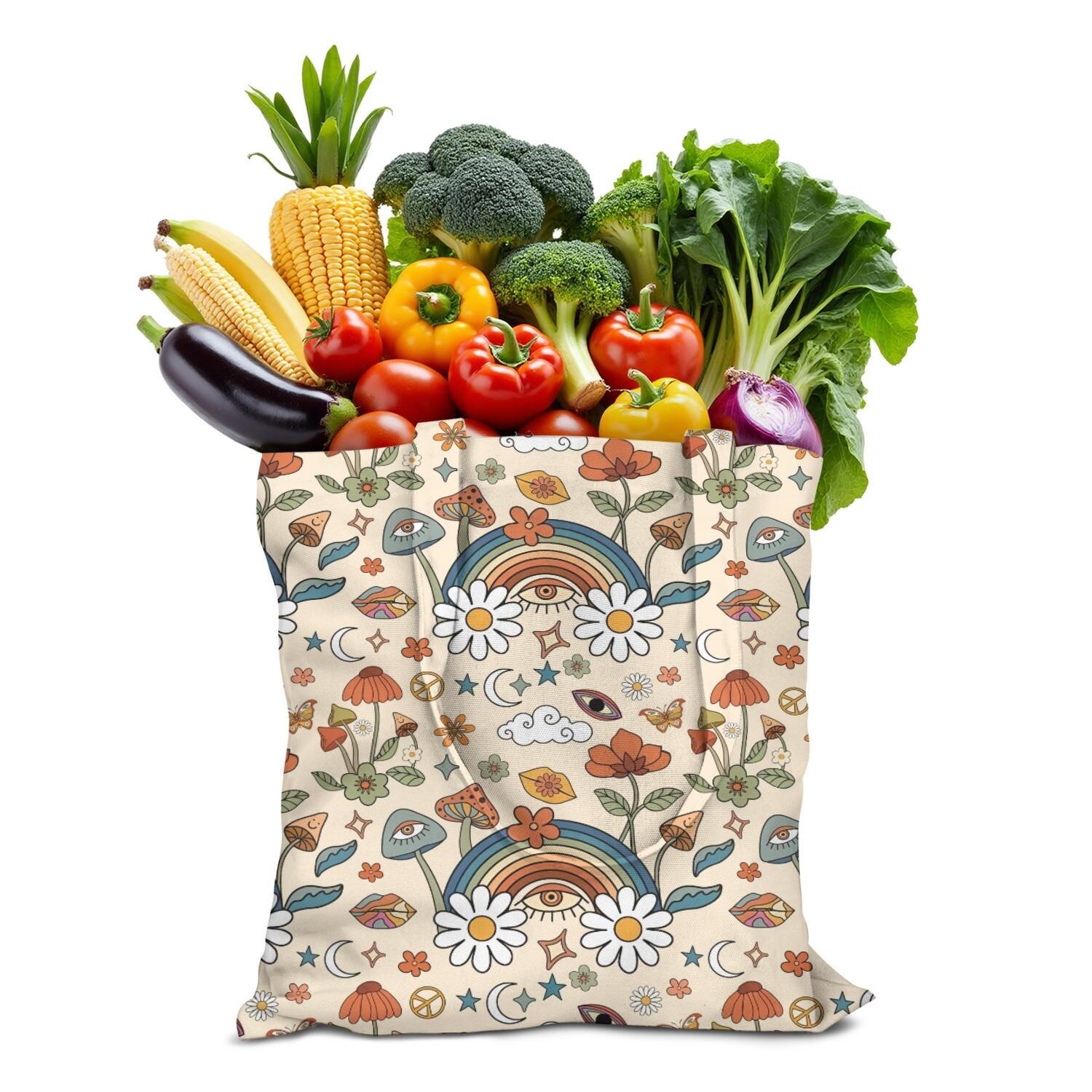 Reusable Canvas Tote Bag – Whimsical Mushroom & Cottagecore Forest ...
