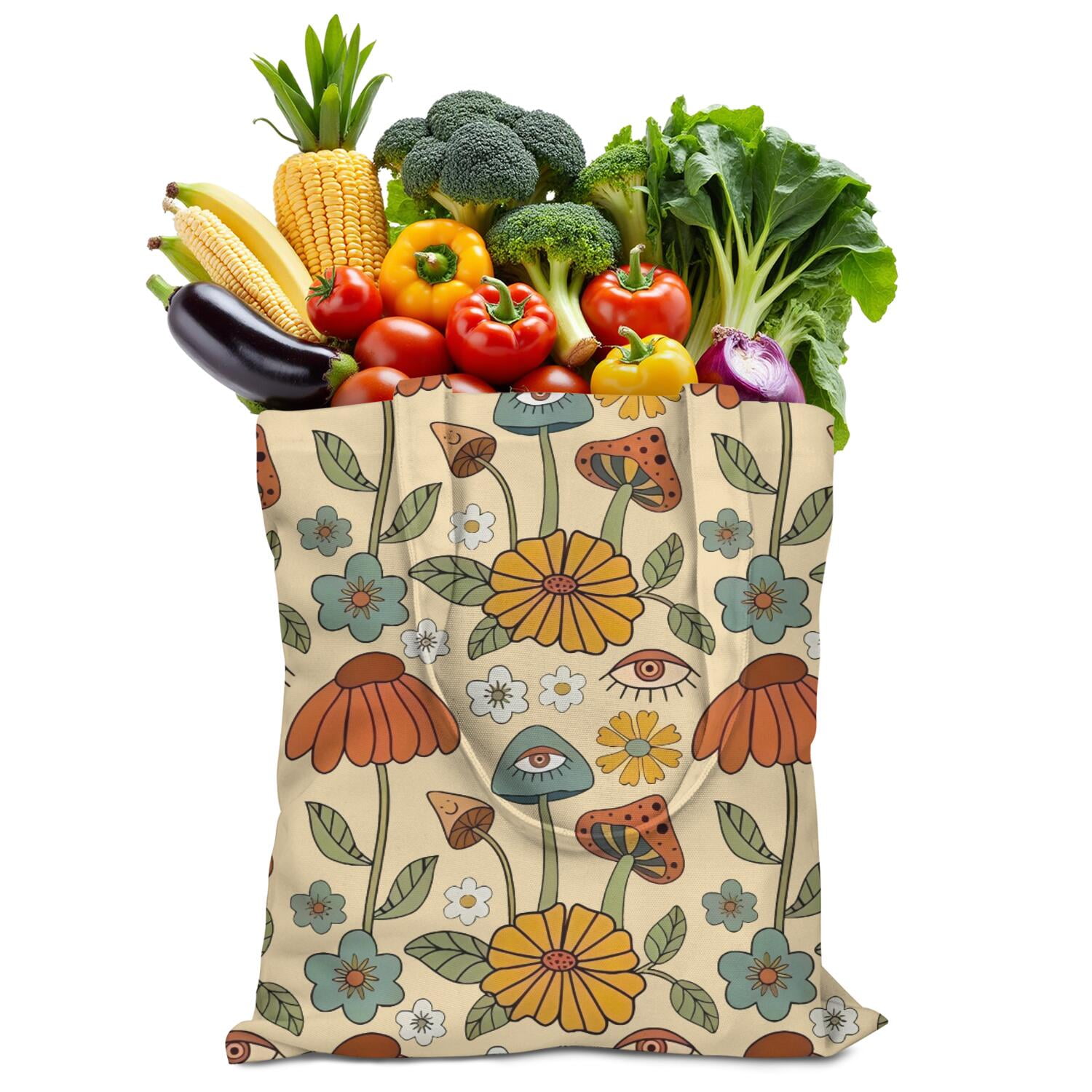 Reusable Canvas Tote Bag – Whimsical Mushroom & Cottagecore Forest ...