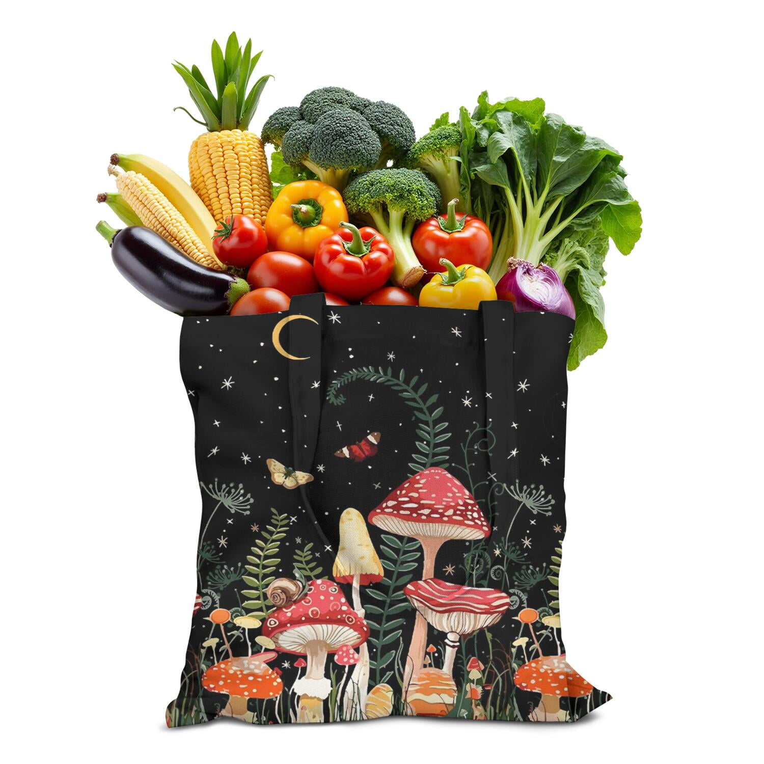Reusable Canvas Tote Bag – Whimsical Mushroom & Cottagecore Forest ...