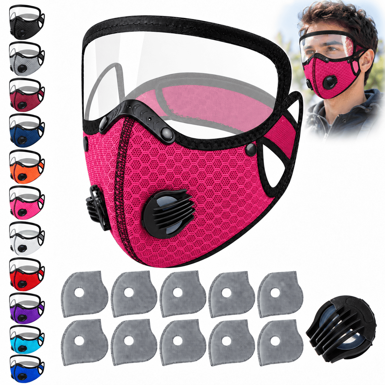 Reusable Carbon Filter Dust Mask with Adjustable Goggles, 5-Layer ...