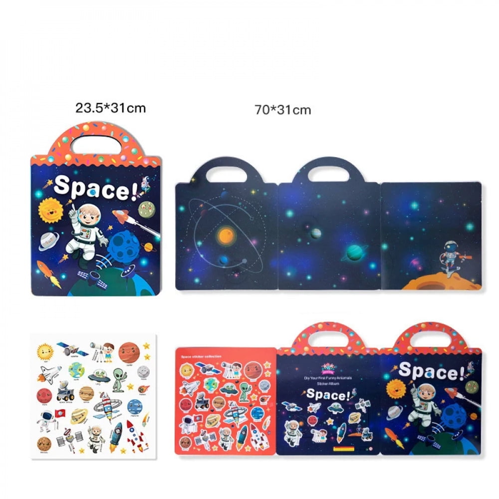 Reusable Cartoon Sticker Book for Kids, Multiple Scenes, DIY Puzzle ...