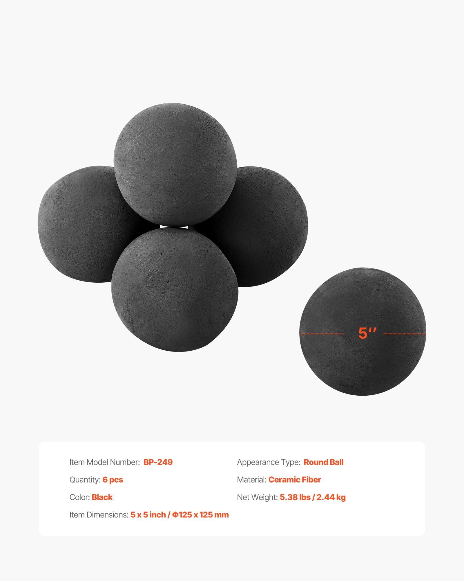 Reusable Ceramic Fire Balls – 6-Pack Lava Rocks for Fire Pit, Gas ...
