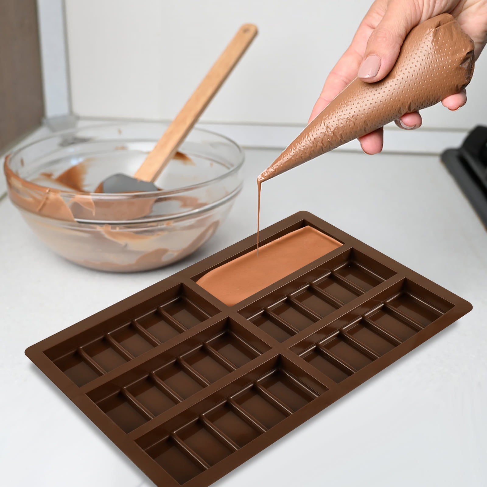 NUAHRHY Reusable Chocolate Bar Mold Candy Bars Making Kit Heat ...