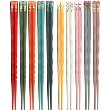 Dusknt Red Patterned Bamboo Chopsticks, Tableware,5 Pairs Chopsticks ...