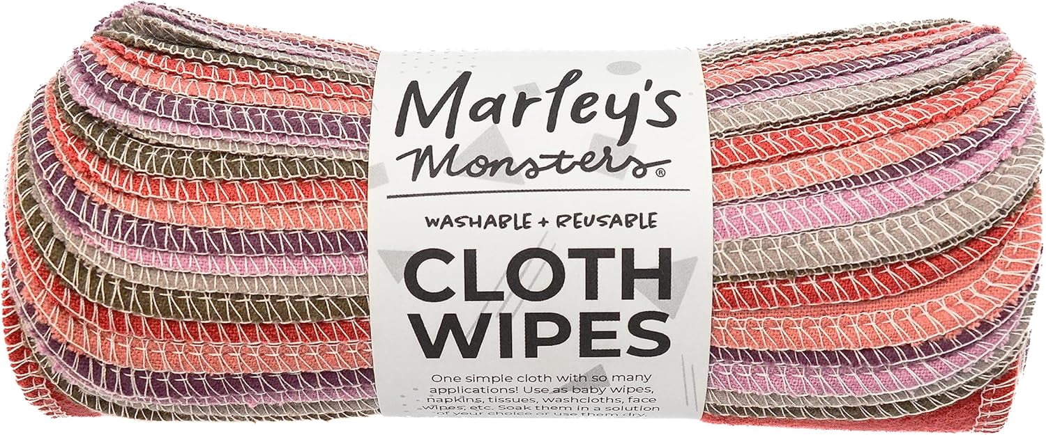 Reusable Cloth Wipes - 24 Count Pack - Washable, Cotton, Paperless ...